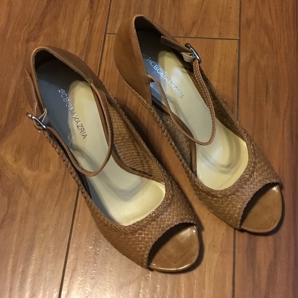 BCBGMaxAzria | Shoes | Tan Peep Toe Sandals | Poshmark